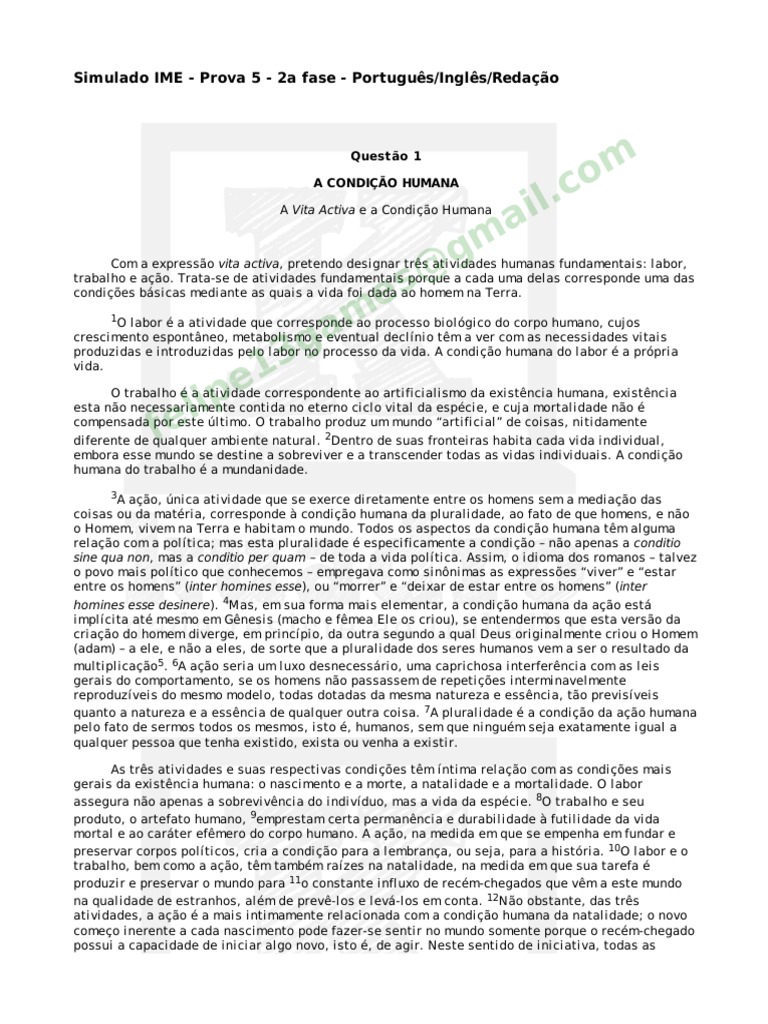 Simulado Ime | PDF | Humano | Vida