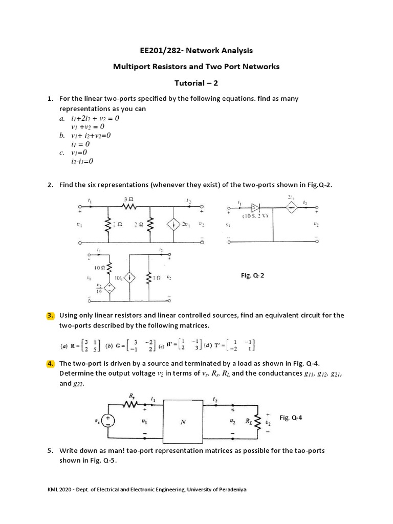 EE201 - Tutorial 2 | PDF | Electrical Engineering | Electricity