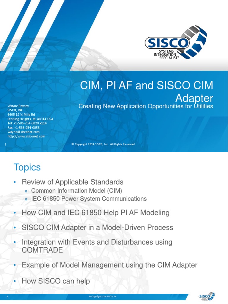 CIM, PI AF and SISCO CIM Adapter General Intro With Profiling ...