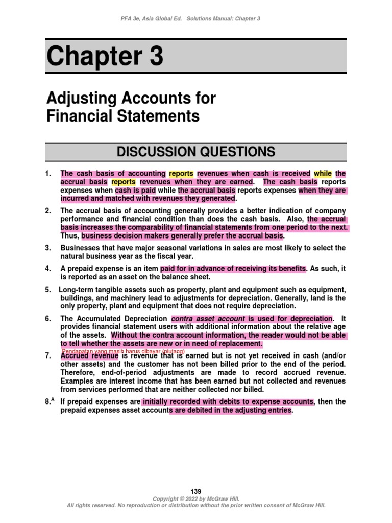 PFA 3e 2021 SM CH 03 - Adjusting Accounts For Financial Statements | PDF | Debits And Credits ...
