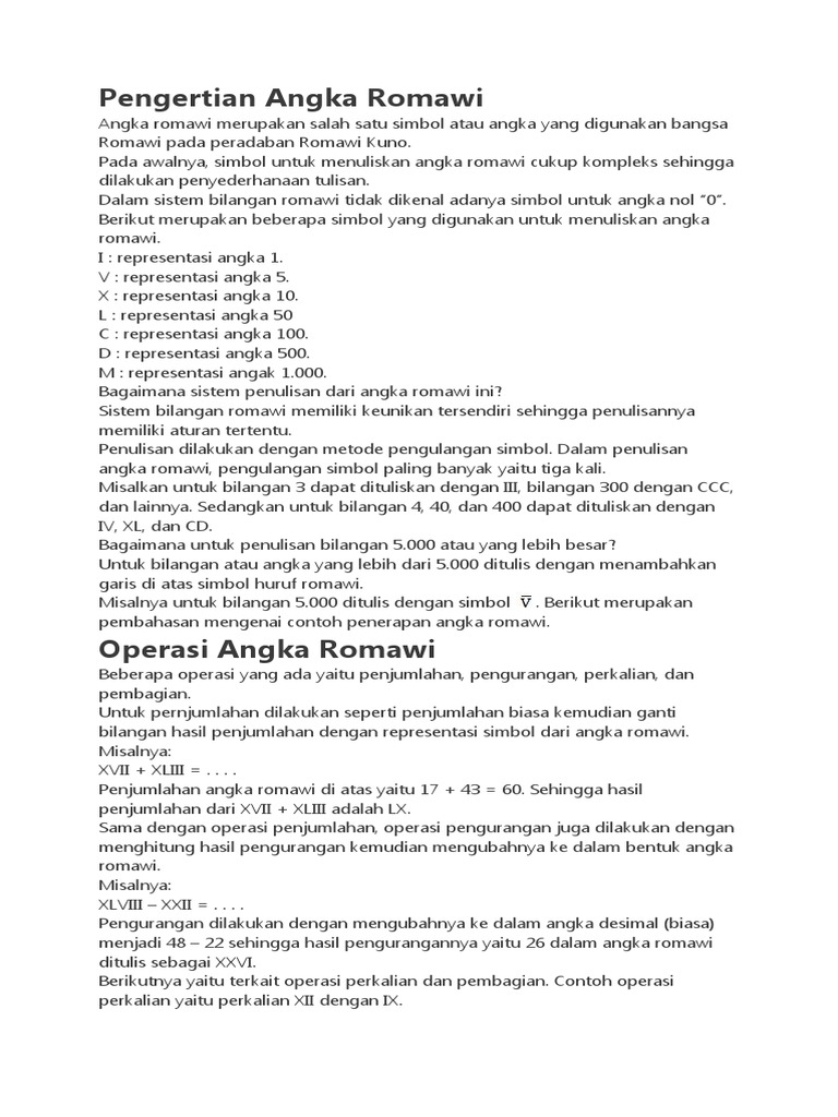 Materi Angka Romawi | PDF