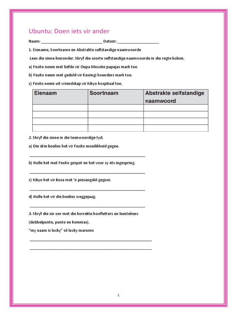 Afrikaans Oefeninge. | PDF