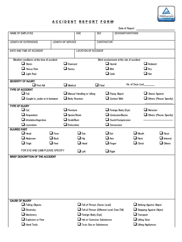 04b. BOSH - Sample Accident Report Form | PDF