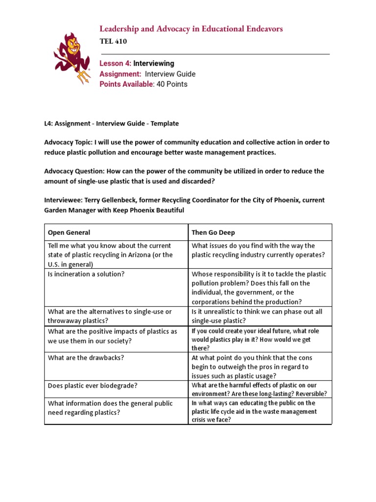 Gibson Tel 410 - l4 - Assignment - Interview Guide | PDF