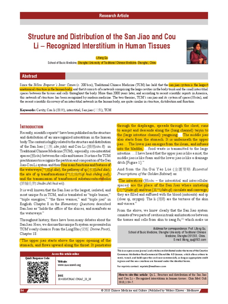 Structure and Distribution of The San Jiao and Cou.10 | PDF | Traditional Chinese Medicine | Thorax