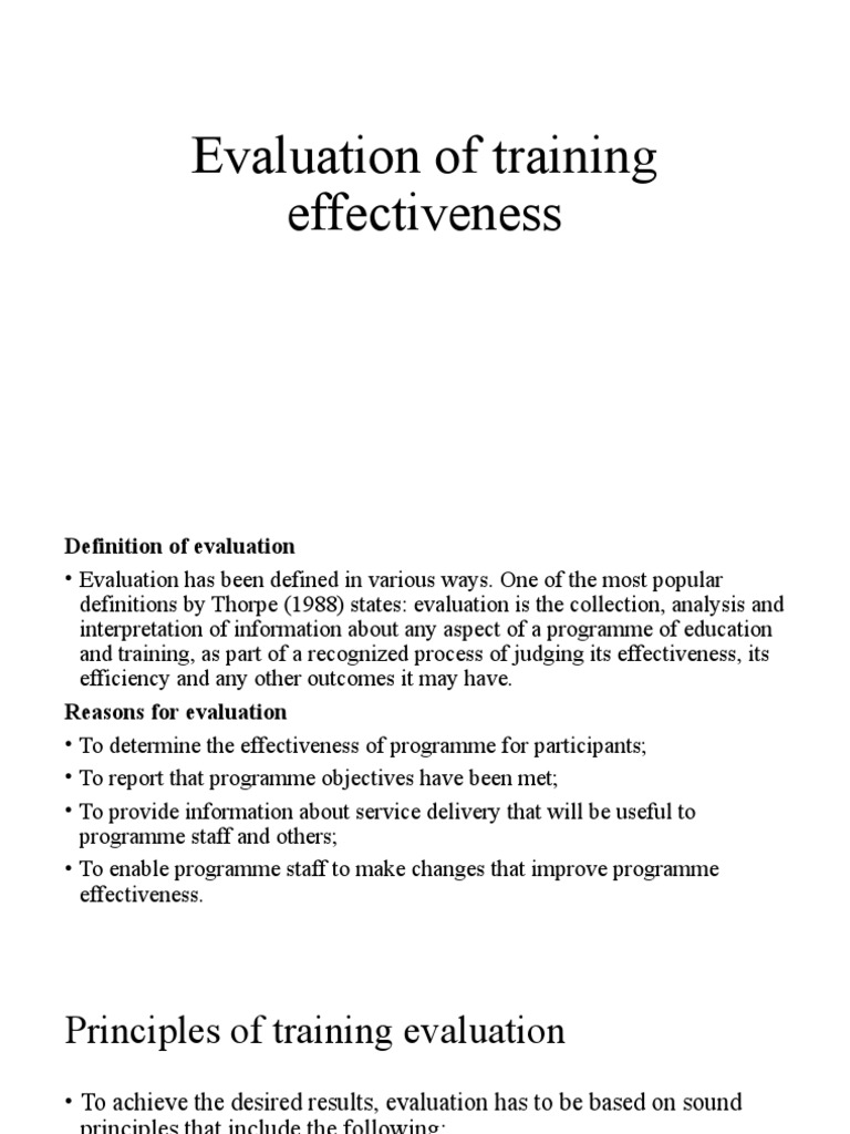 Evaluation of Training Effectiveness | PDF | Evaluation | Behavior
