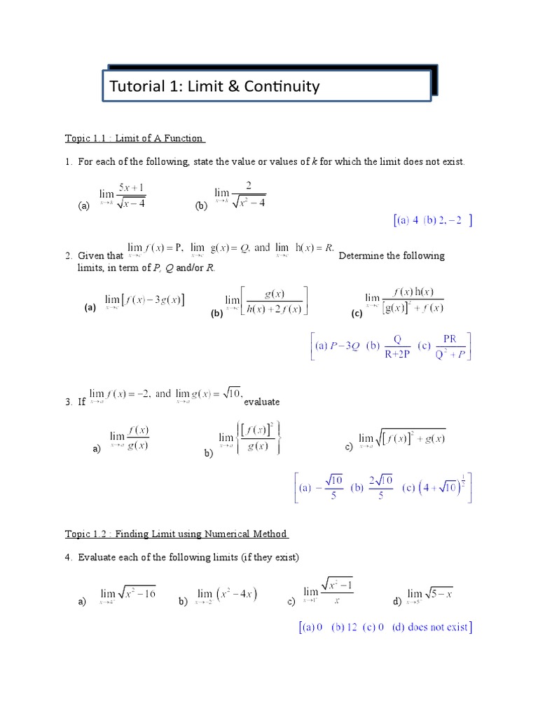 Tutorial 1 Questions | PDF | Mathematical Analysis | Mathematics