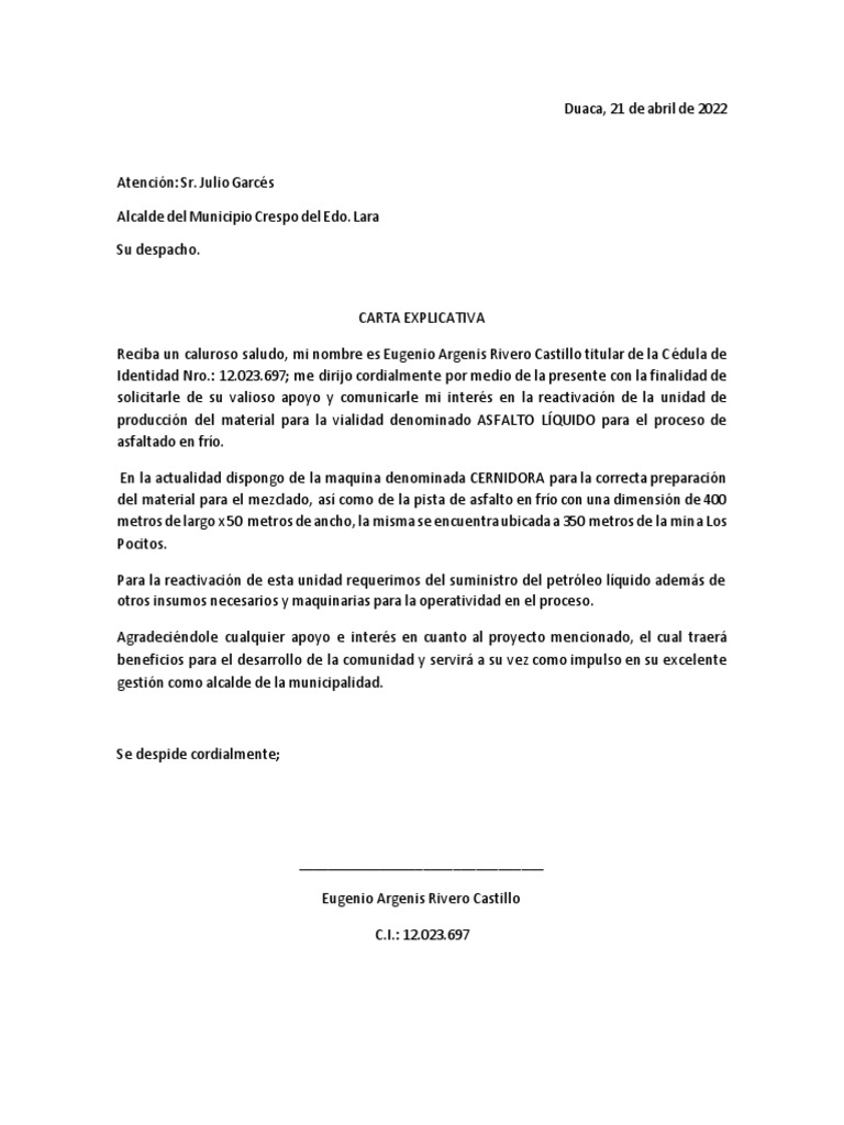 Carta Explicativa | PDF