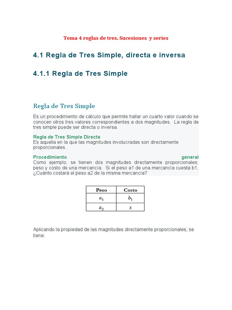 Tema 4 Reglas de Tres | PDF