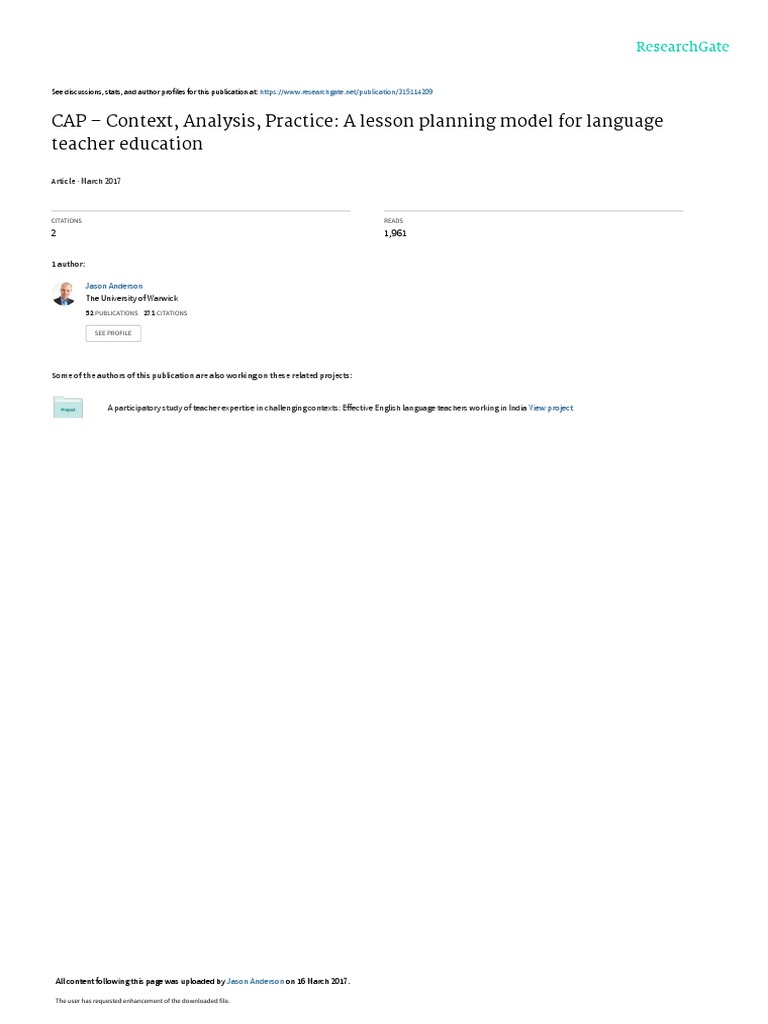 Anderson 2017 Context Analysis Practice-A Lesson Planning Model For ...