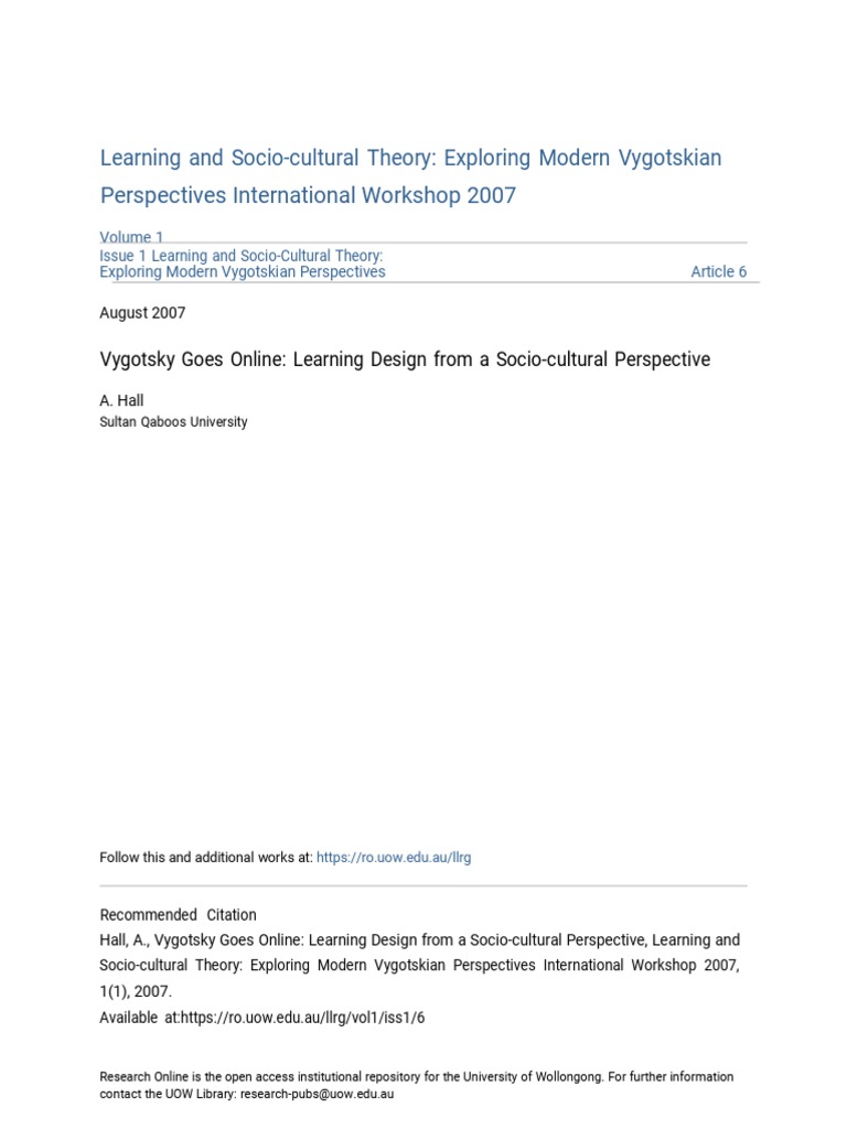 Vygotsky Goes Online - Learning Design From A Socio-Cultural Pers | PDF ...
