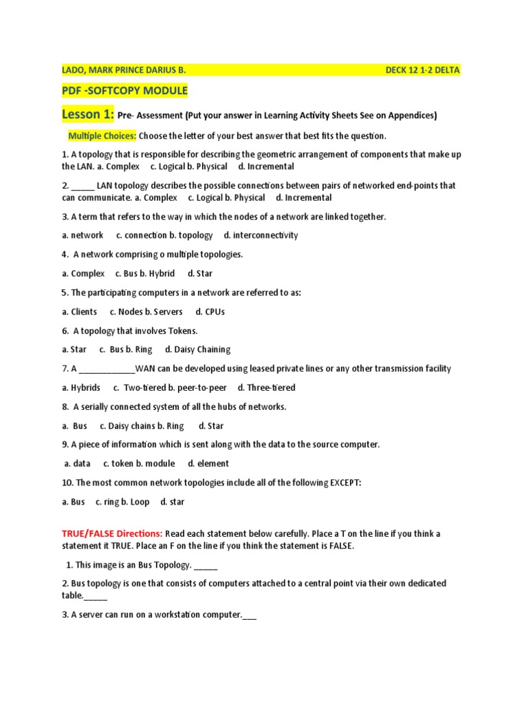 Delata 1-2 Lado, Mark Prince B. | PDF | Computer Network | Network Topology
