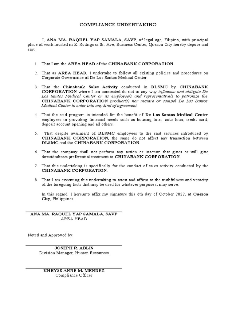 Compliance Undertaking | PDF