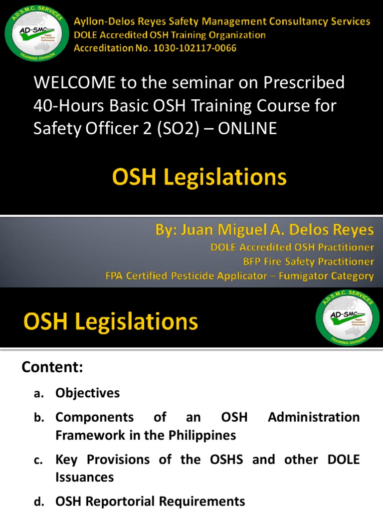 15 BOSH - Module 6 OSH Legislations | PDF | Occupational Safety And ...