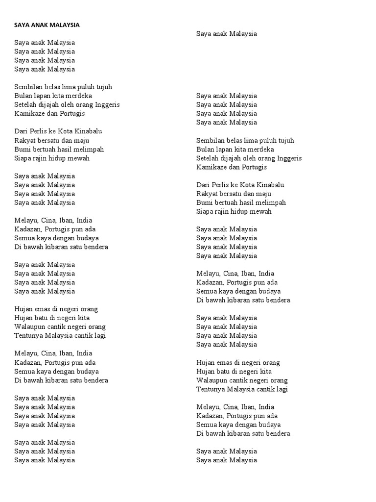 Saya Anak Malaysia | PDF