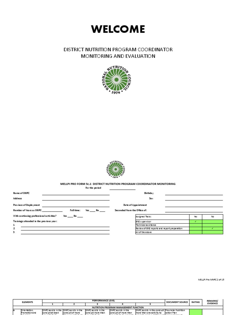 Mellpi Pro Form For DNPC (Rnet Use) | PDF | Human Nutrition | Capacity ...