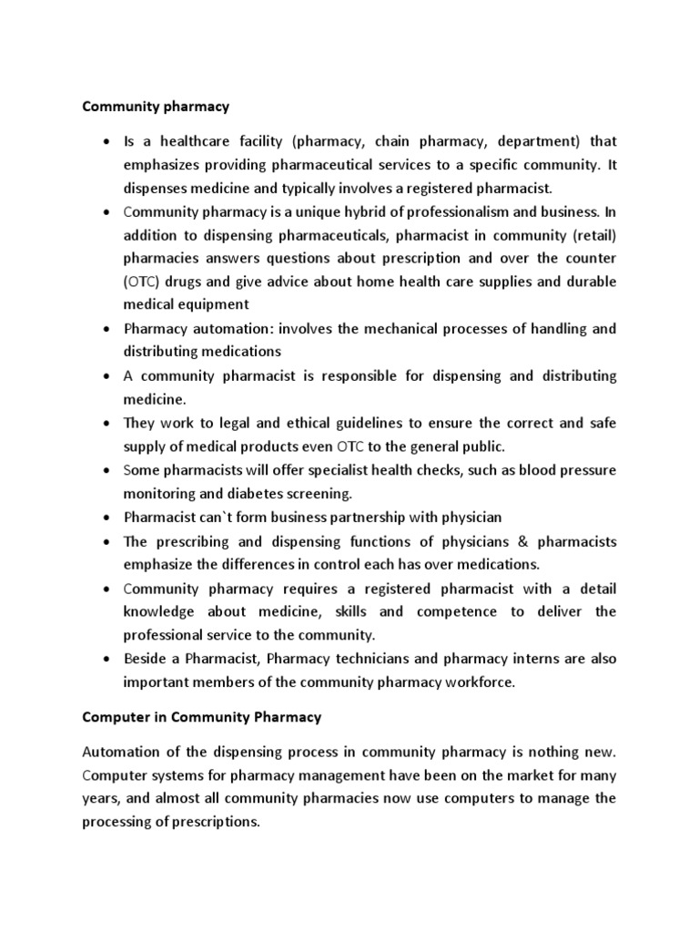 application of computer in community pharmacy | PDF