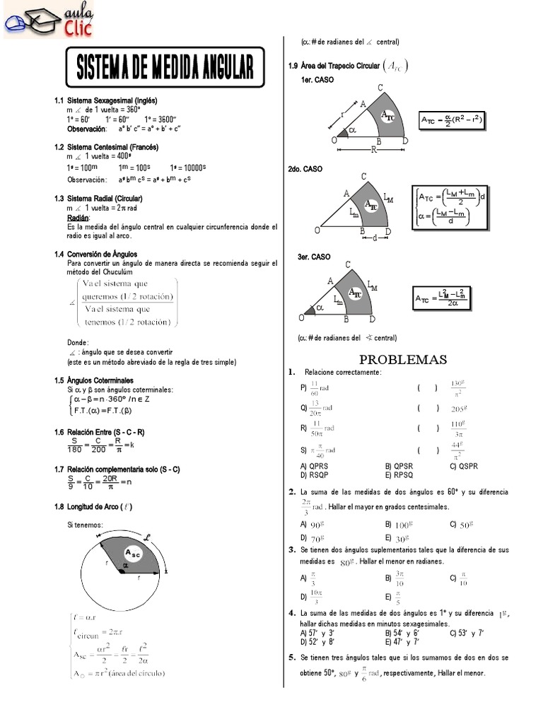 Sistema de Medida Angular | PDF | Ángulo | Geometría Elemental