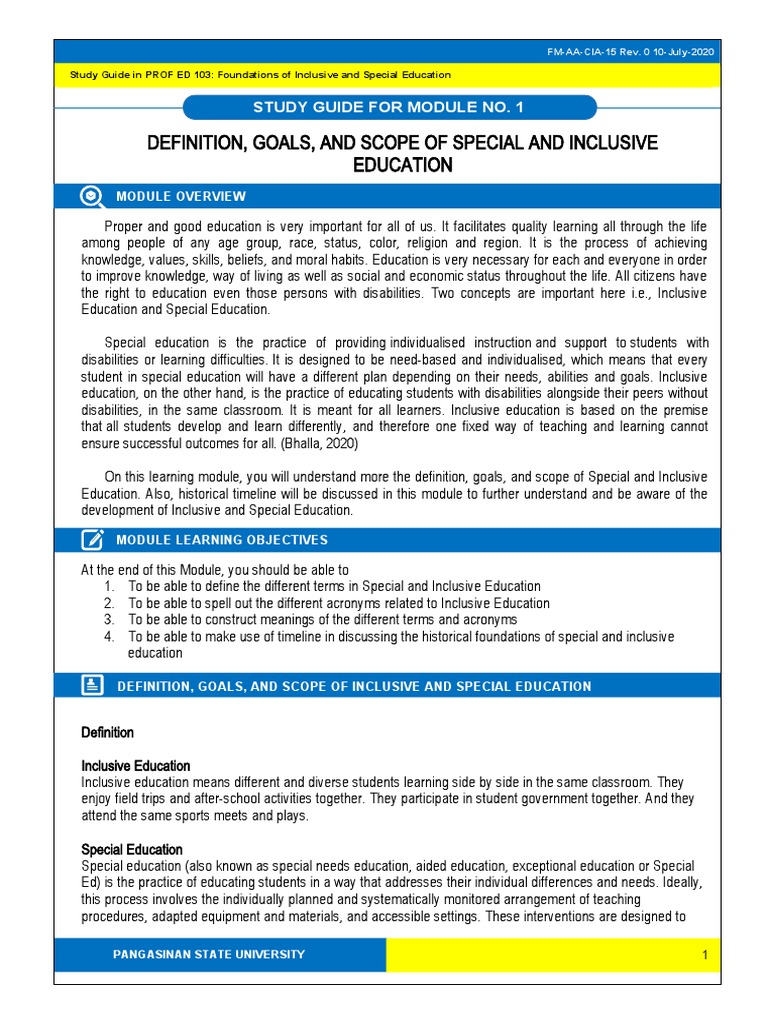 Inclusive & Special Education Guide | PDF | Special Education ...