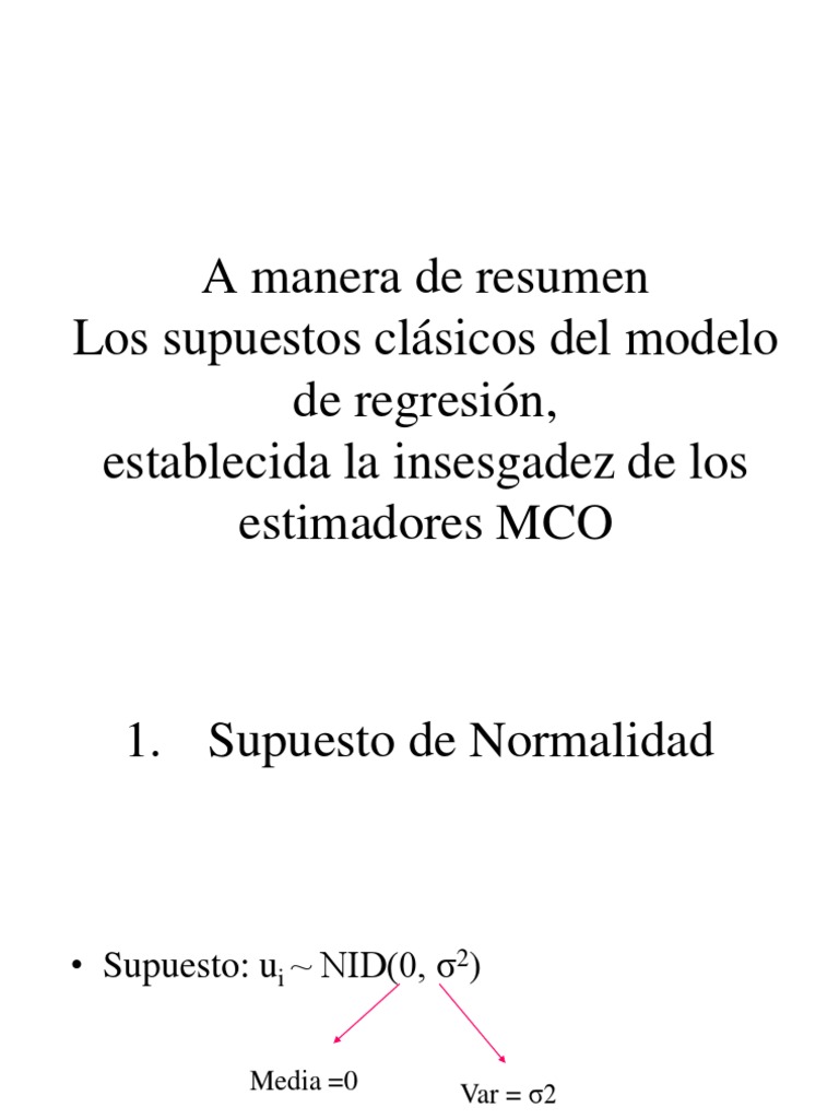 Clase 6 Supuestos Clásicos Del Modelo de Regresión | PDF | Mínimos cuadrados ordinarios ...