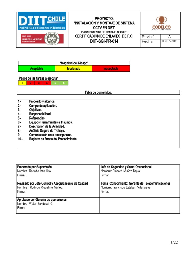 Diit-Sgi-Pr-014-Certificacion de Enlaces F.O. | PDF