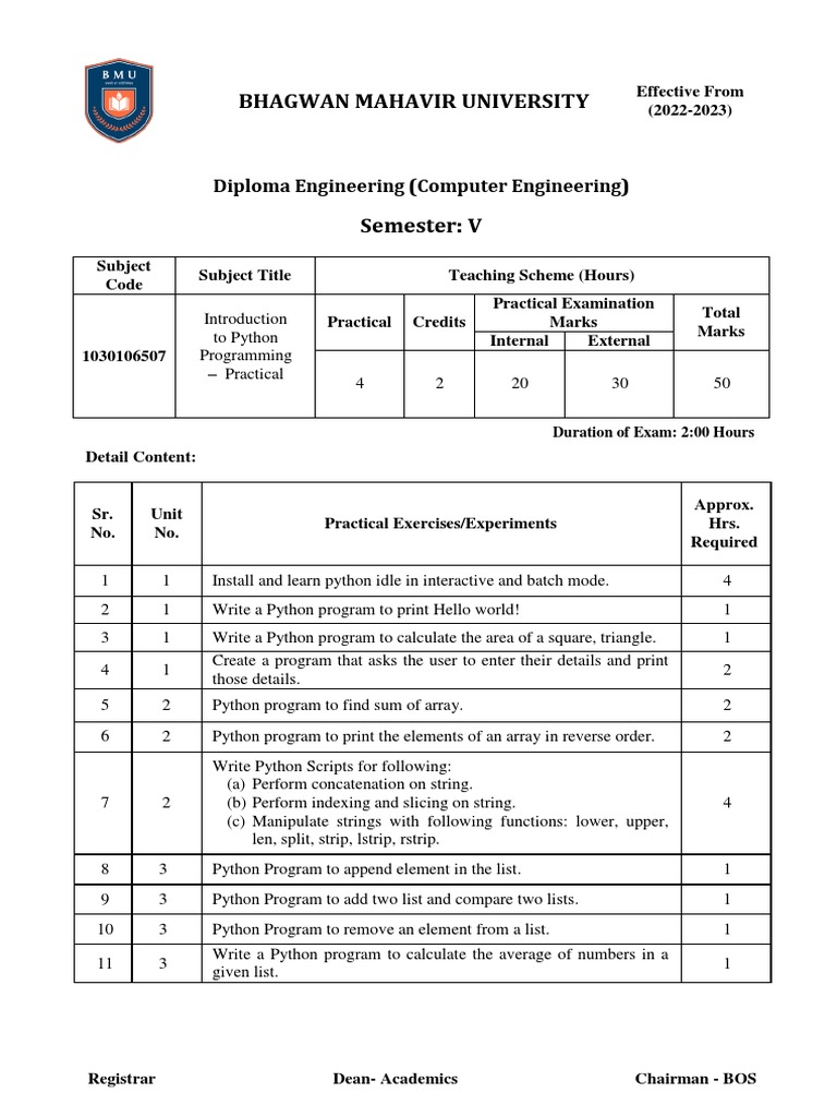 Introduction To Python Programming Practical Pdf Parameter Computer Programming Python 6008