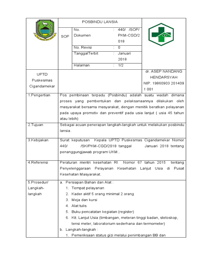 Sop Posbindu Lansia | PDF