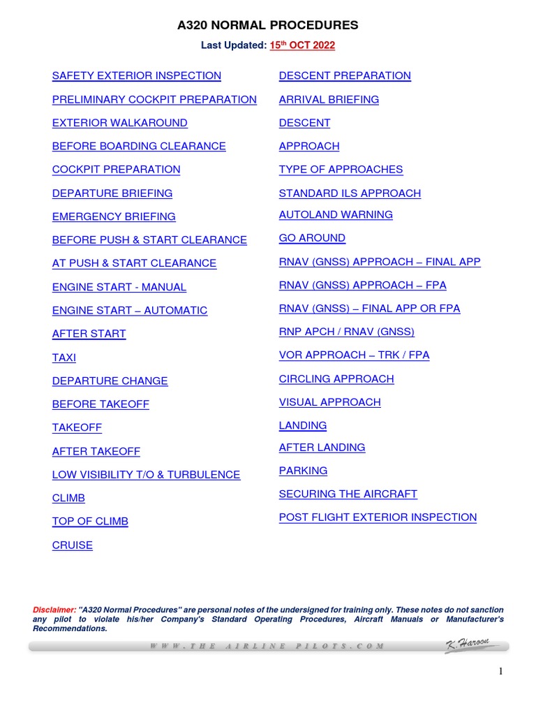 A320 Normal Procedures | PDF | Takeoff | Brake