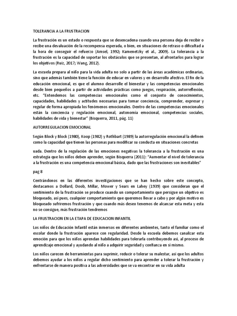 Tolerancia A La Frustracion | PDF | Las emociones | Autorregulación emocional