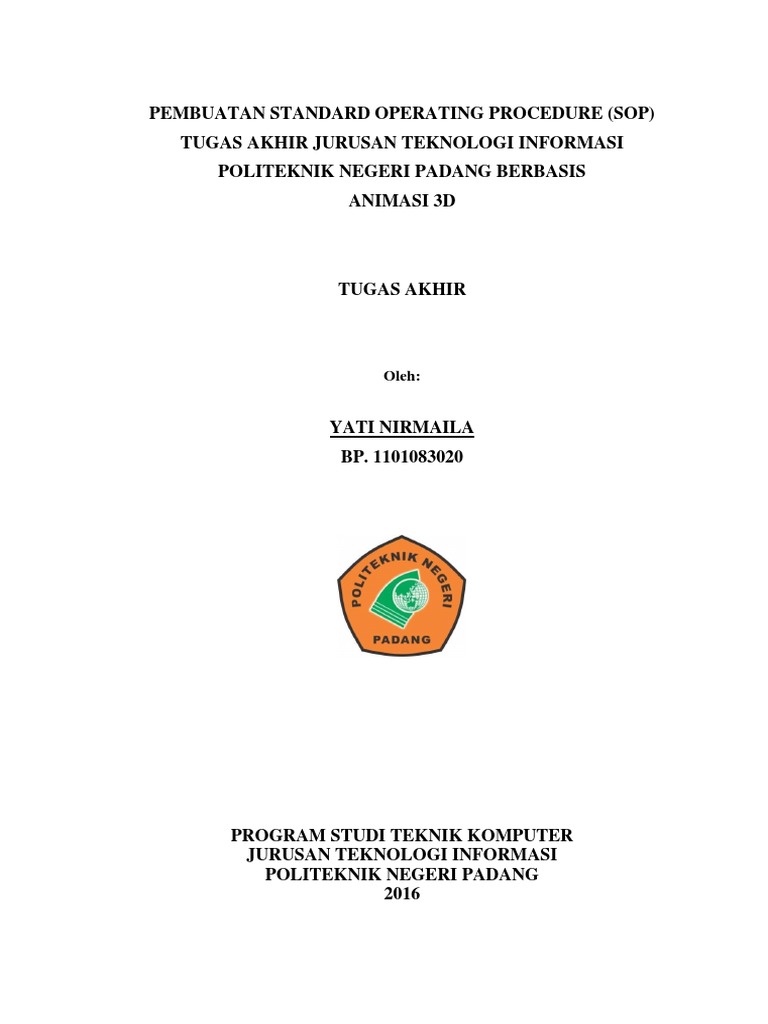 Pembuatan Standard Operating Procedure (Sop) Tugas Akhir Jurusan ...