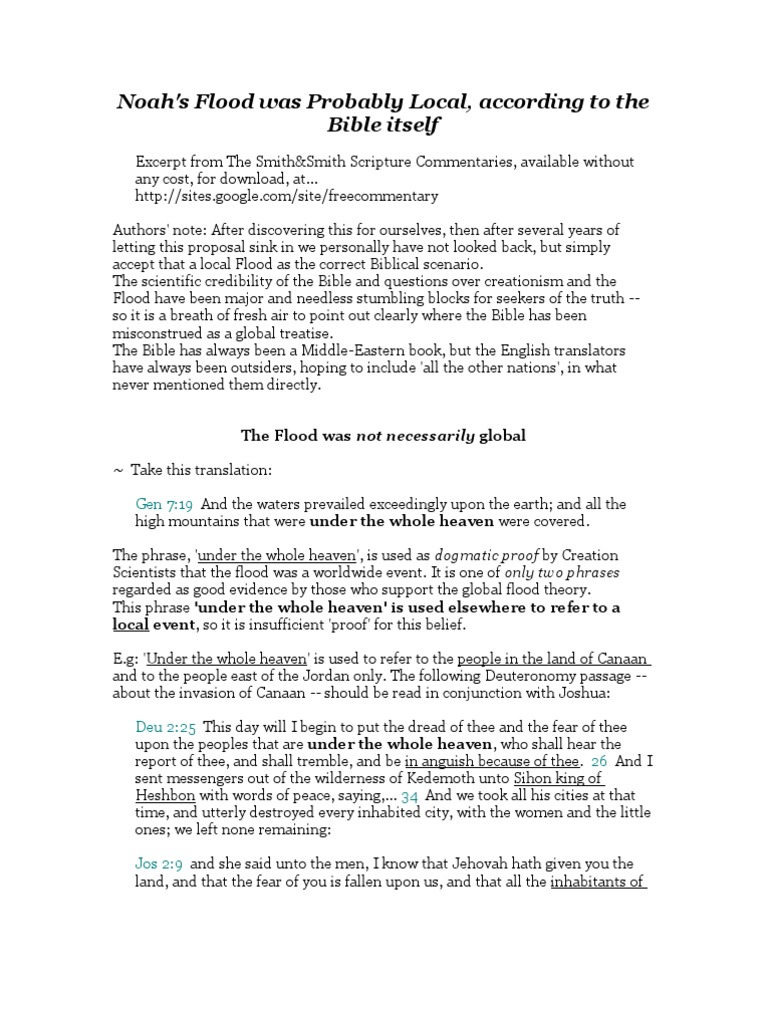 Noah's Flood Was Probably Local, According To The Bible Itself | PDF ...