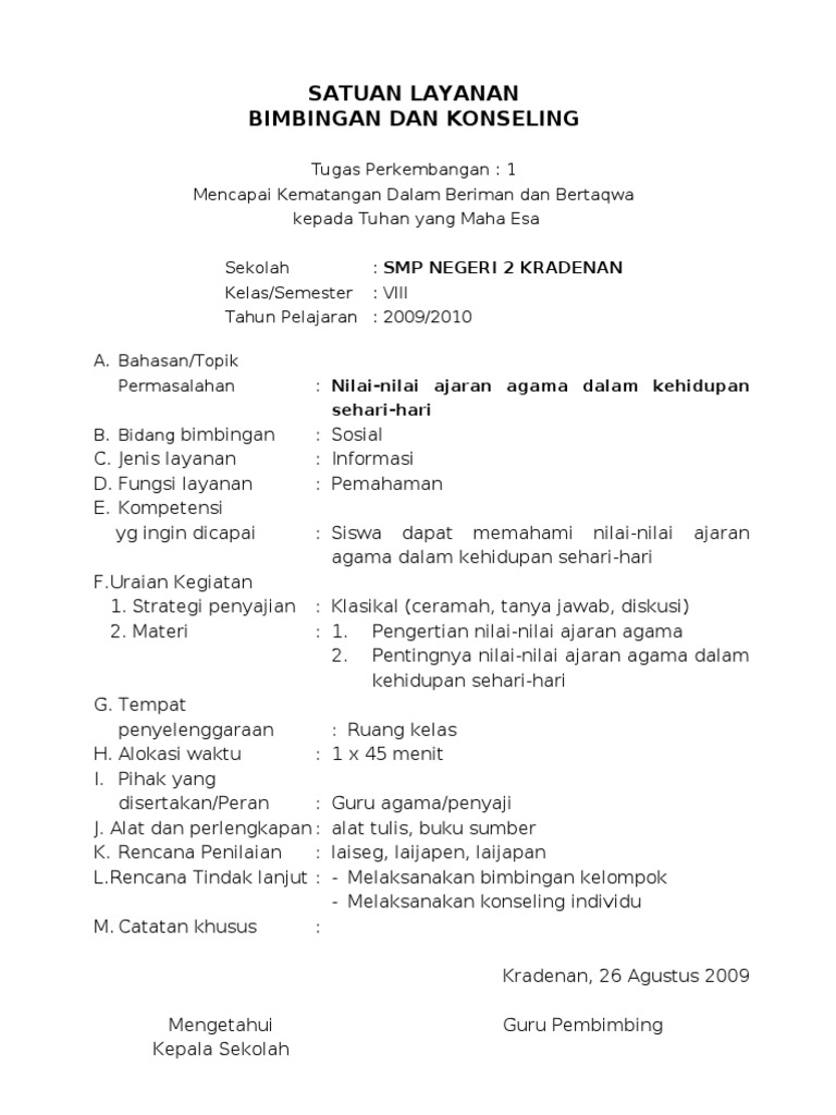 Contoh Angket BK | PDF | Karier & Perkembangan