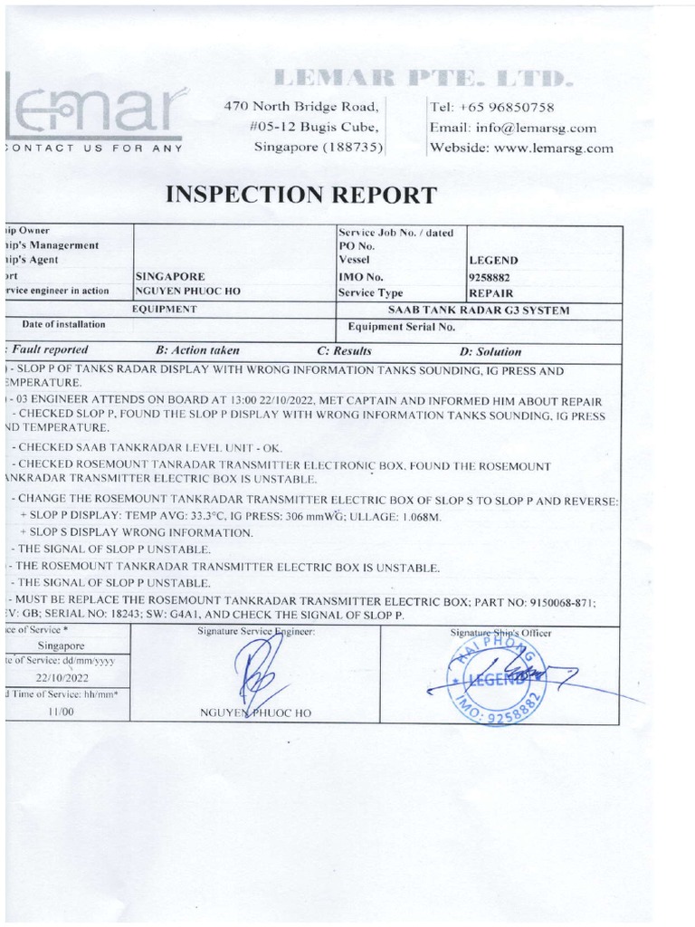 File - 20221022 - 152425 - Radar Inspection Report 22.10.2022 | PDF