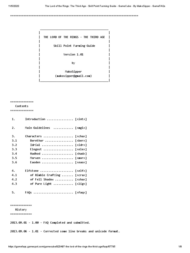 The Lord of The Rings - The Third Age - Skill Point Farming Guide ...