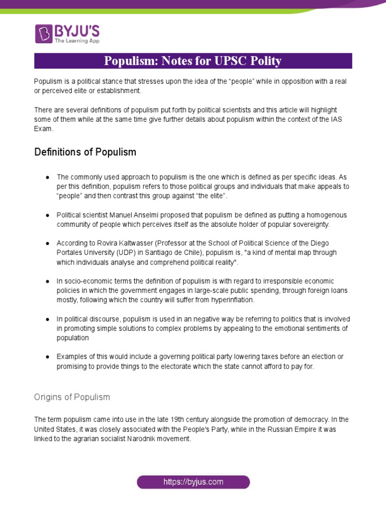 Populism Basics | PDF | Populism | Political Theories