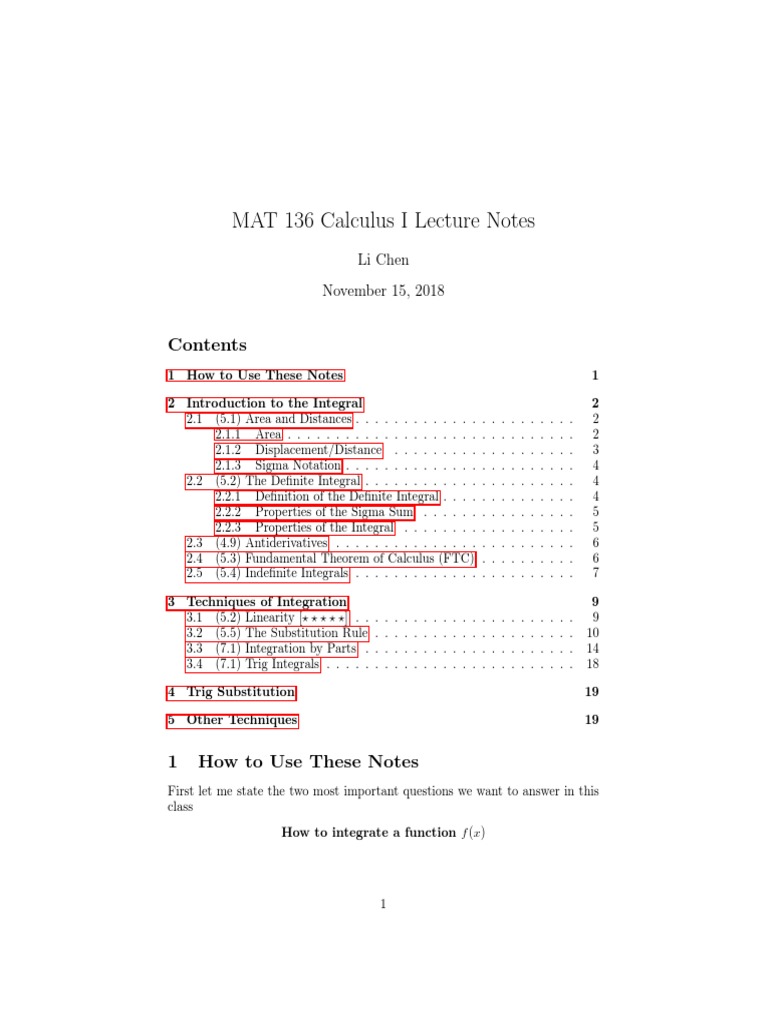 Mat136 Integration | PDF | Integral | Function (Mathematics)