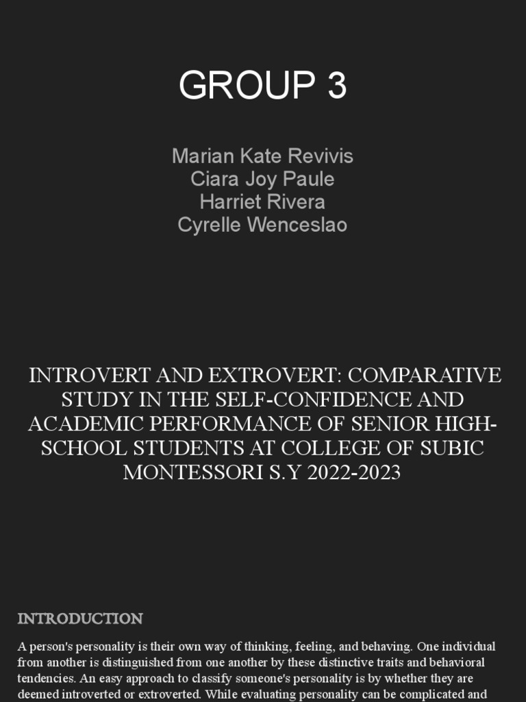 Introvert vs. Extrovert: Confidence & Academics | PDF | Extraversion ...