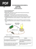 Notes On Electricity For Grade 6 | PDF | Electric Current | Switch