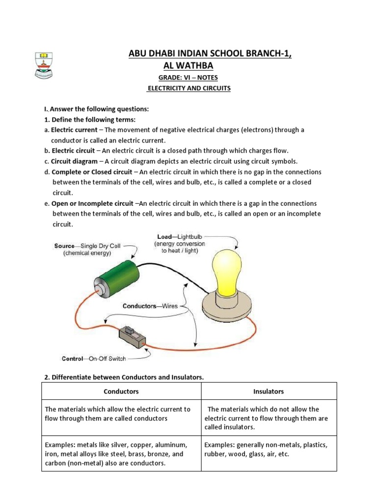 Electricity and Circuits Notes | PDF | Incandescent Light Bulb ...
