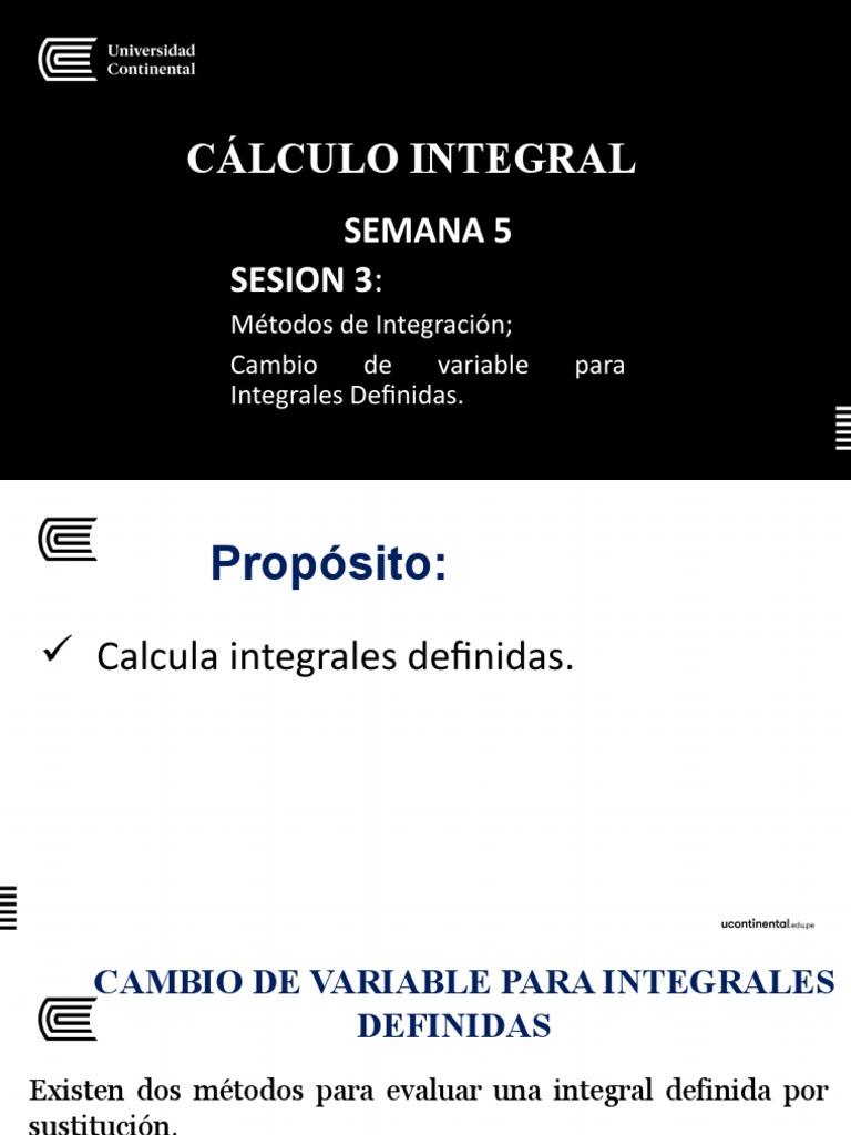 Semana 05 - S3 - Cambio de Variables para Integral Definida | PDF ...
