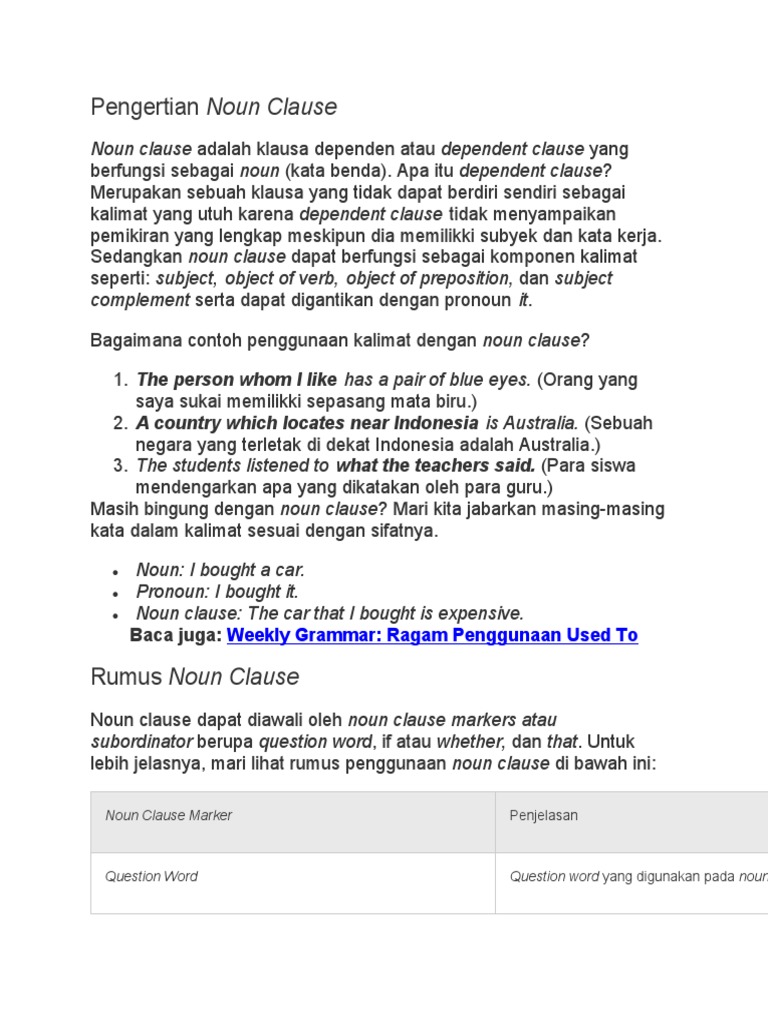 Panduan Lengkap Noun Clause | PDF
