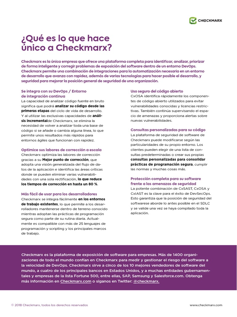 Checkmarx Brochure ESP | PDF | Software | Vulnerabilidad (informática)