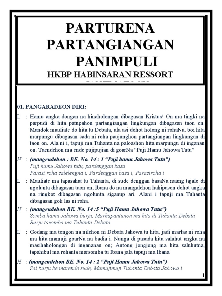 Ibadah HKBP Habinsaran: Parture Na | PDF