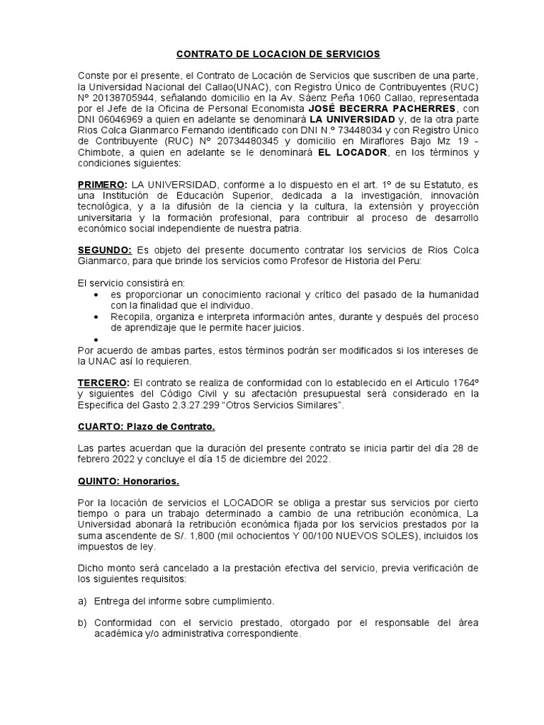 Ejemplo de Contratos | PDF