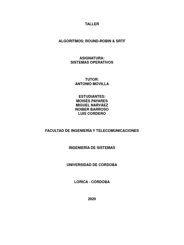 Algoritmos - Round-Robin & SRTF | PDF | Arquitectura de Computadores ...