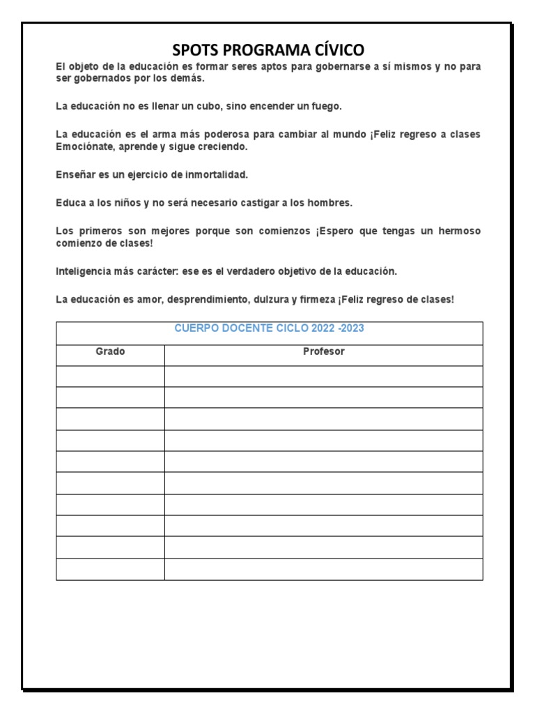 Spots Programa Cívico | PDF