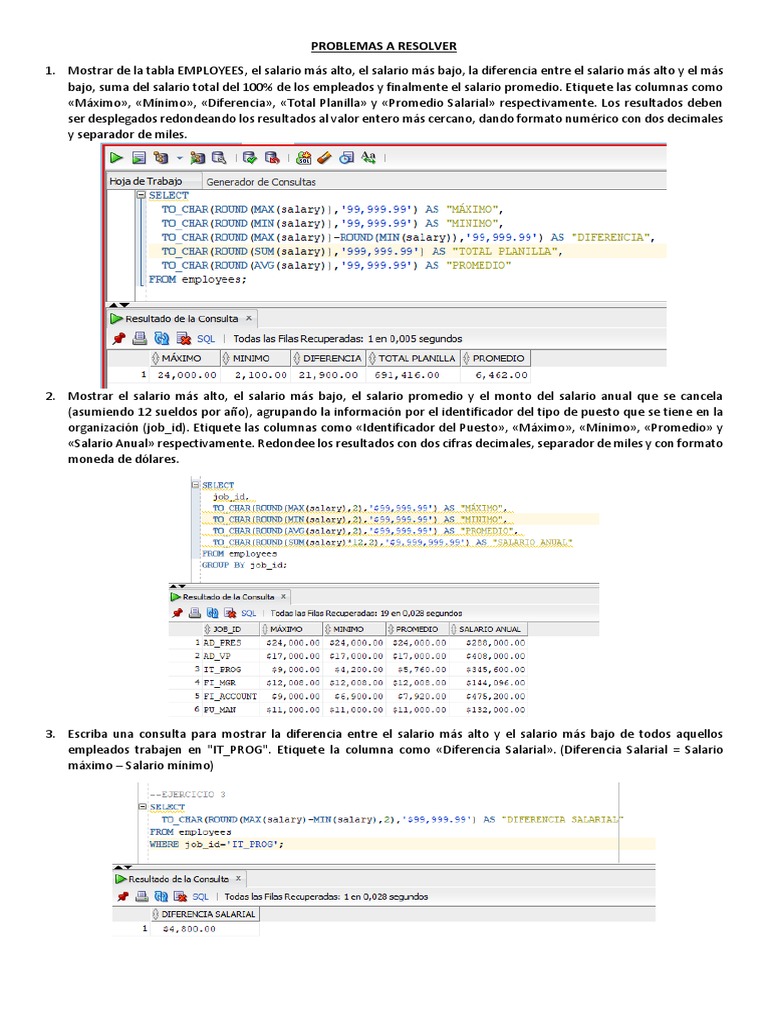 Problema HR SQL 2 2022 | PDF | Salario | Salario mínimo