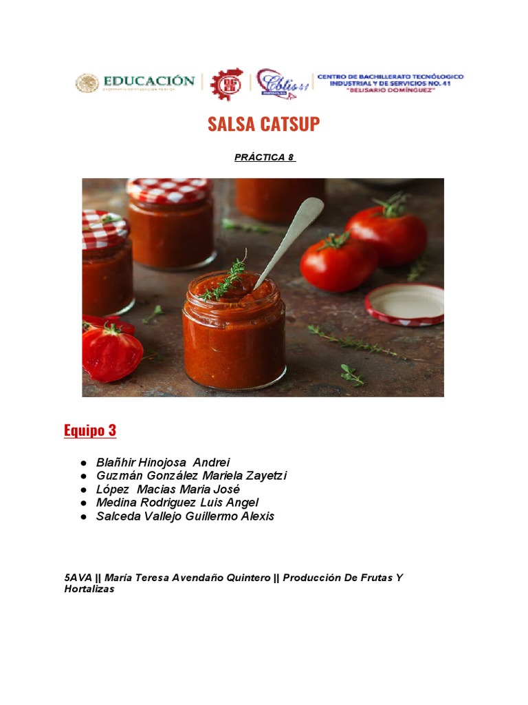 Equipo 3 - Practica Salsa Catsup | PDF