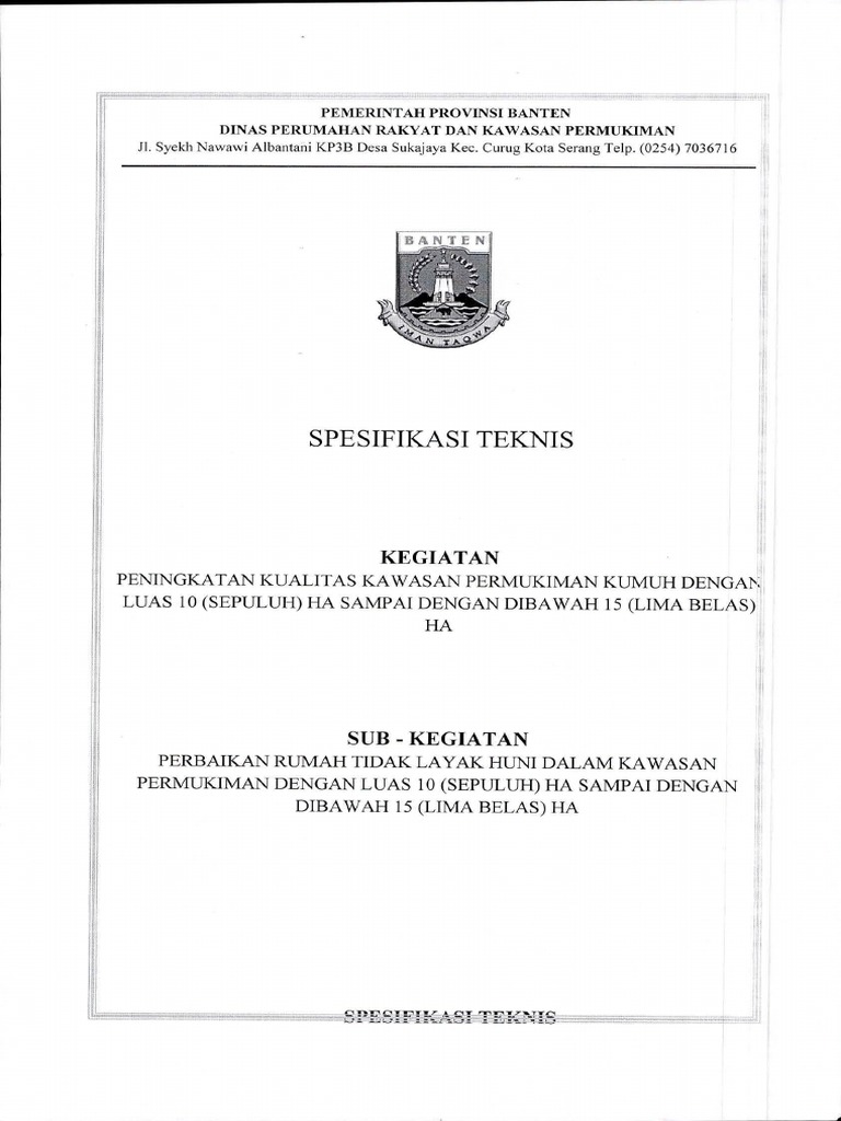 Spesiefikasi Teknis RTLH | PDF | Griya & Taman | Teknologi & Rekayasa
