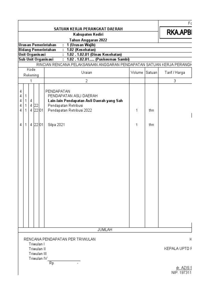 Formulir Rka JKN Kosong | PDF